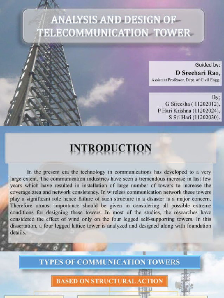 Analysis and Design of Telecommunication Tower | PDF