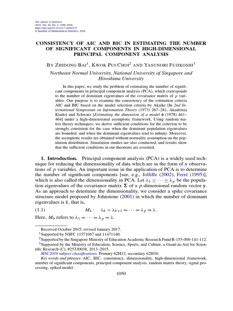 Consistency of Aic and Bic in Estimating The Number of Significant Components in High ...