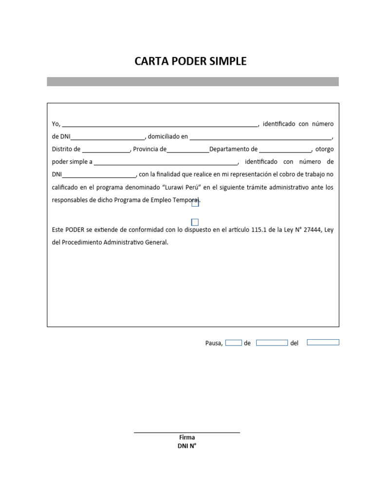 Carta Poder Lurawi Perú | PDF