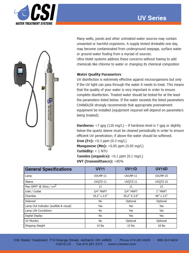 CSI UV Series76 | PDF | Ultraviolet | Water