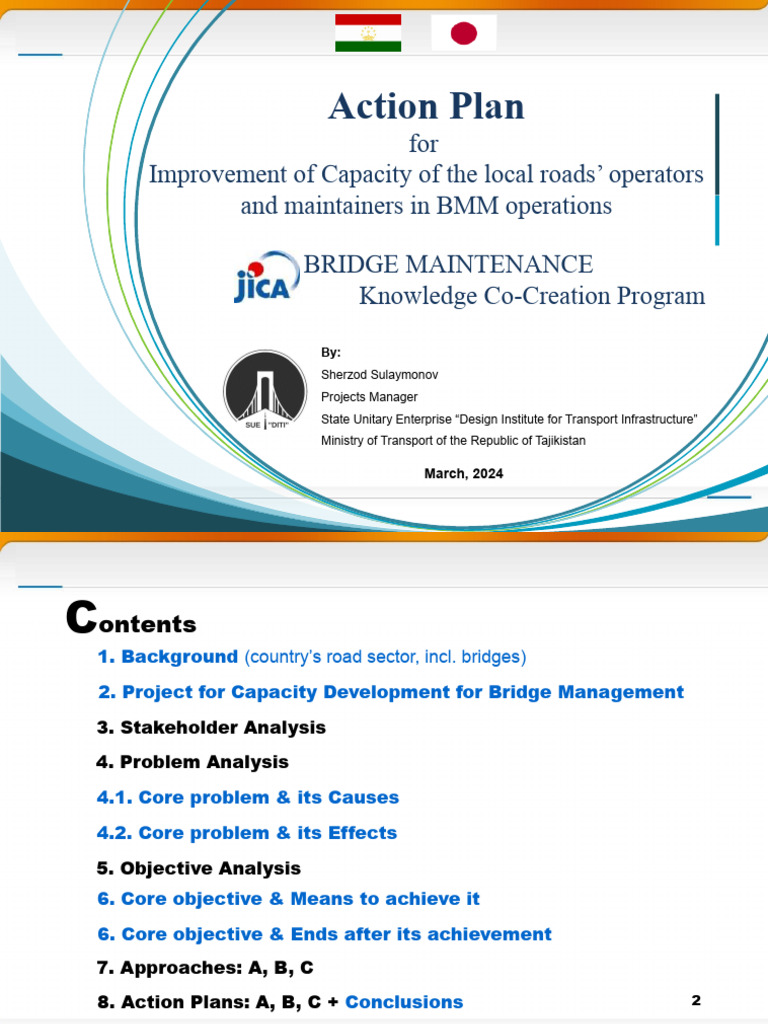 Action Plan - Presentation - TAJ - Sherzod S. | PDF | Road | Capacity ...
