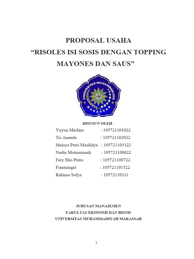 Proposal Usaha Risol | PDF