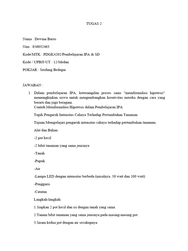 TUGAS 2 Pem. IPA Di SD | PDF