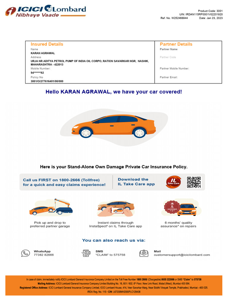 Policy Copy 3001O27761640100000 | Download Free PDF | Insurance ...