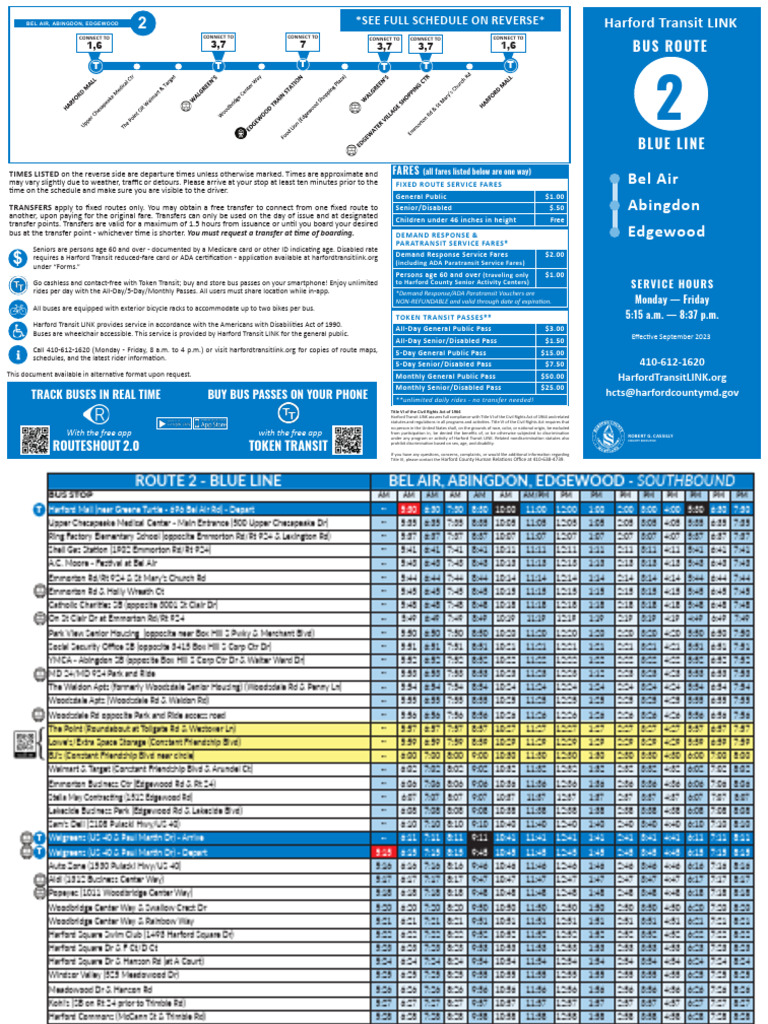 Route 2 Blue Line Fall 2023 - 202309282001527978 | PDF | Americans With ...