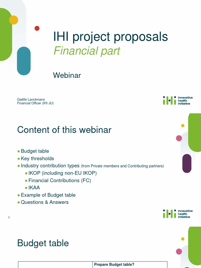 Webinar - Proposal Budget Table - Upload | PDF | European Union | Cost