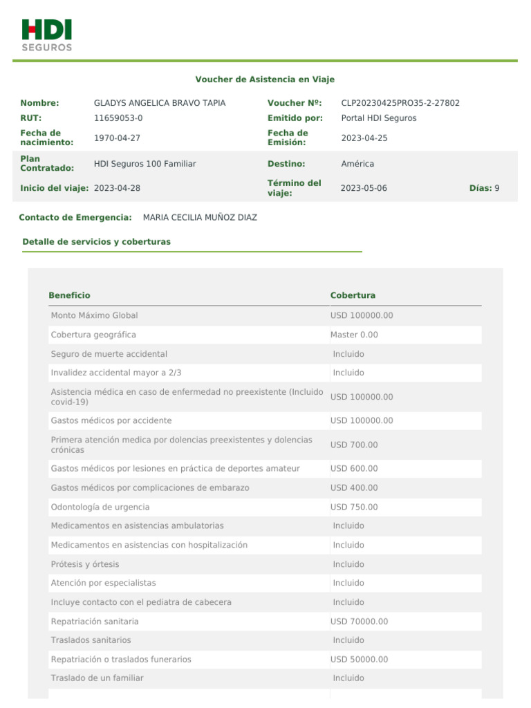 Poliza de Viaje | PDF