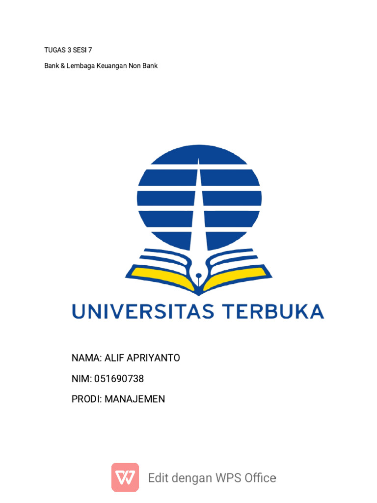 TUGAS 3 SESI 7-Bank&lembaga Keuangan Non bank-WPS Office | PDF | Bisnis