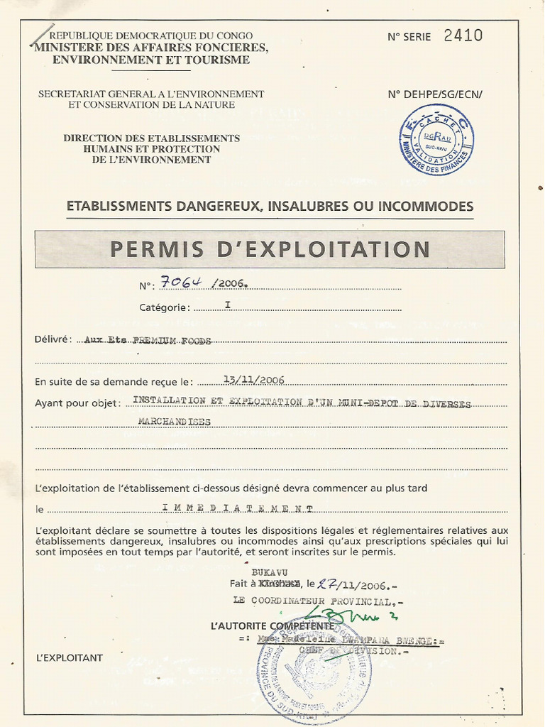 Permis D'exploitation BKV | PDF