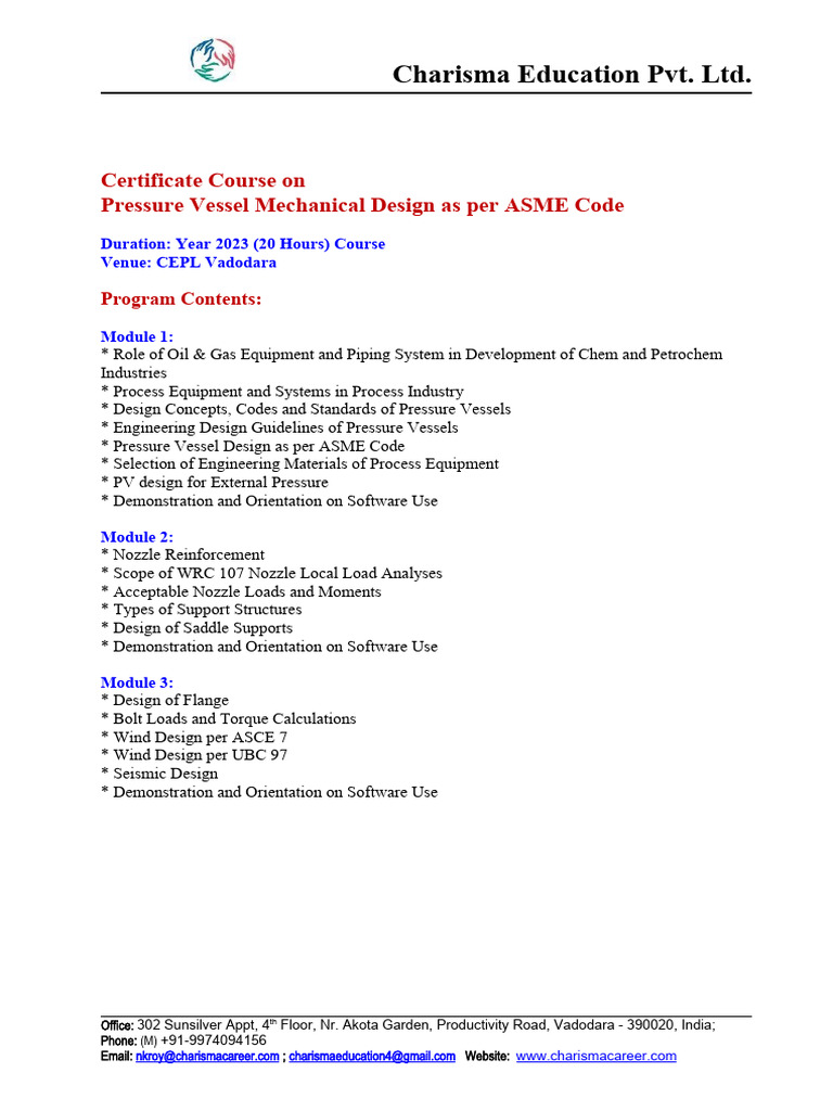 ASME Pressure Vessel Design Course | PDF