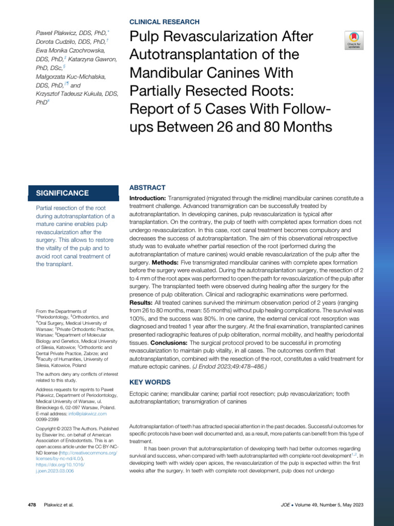 Pulp Revascularization After | PDF | Orthodontics | Periodontology