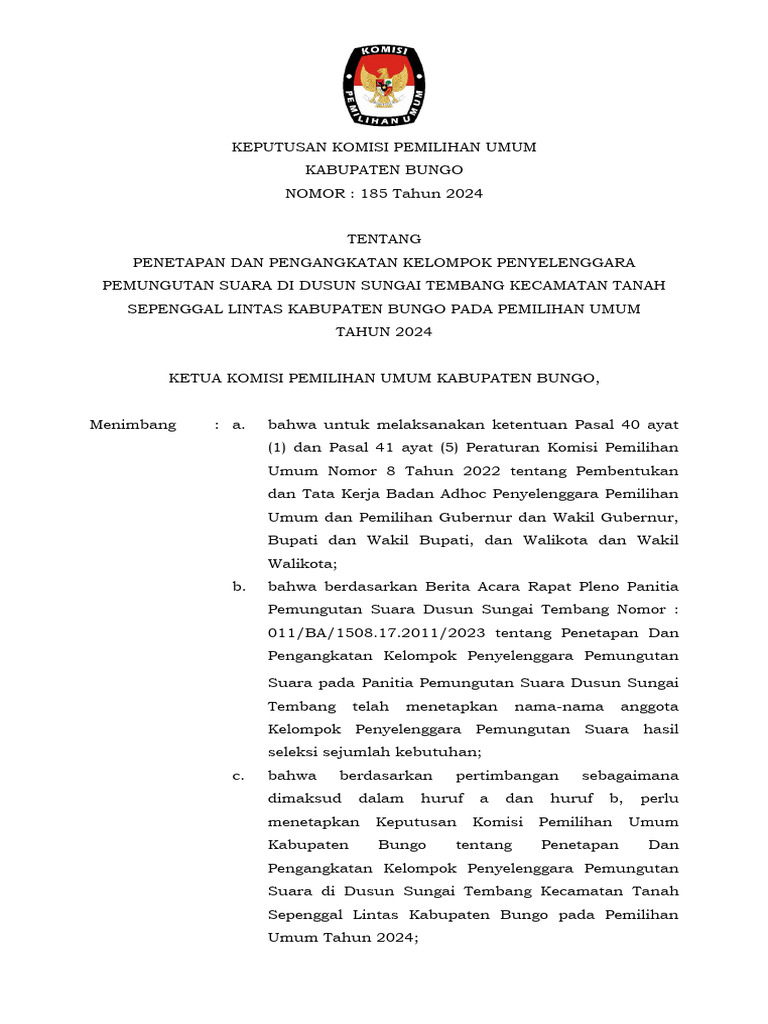 FORMAT KEPUTUSAN PENGANGKATAN KPPS D | PDF