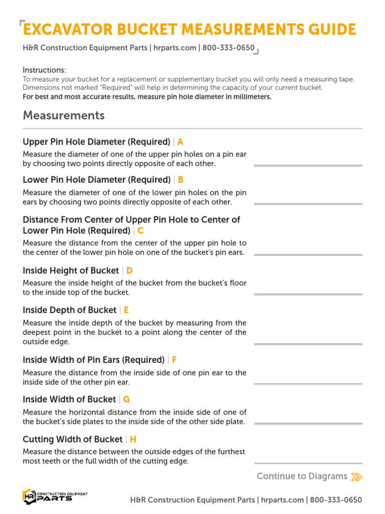 Excavator Bucket Measuring Guide | Download Free PDF | Length