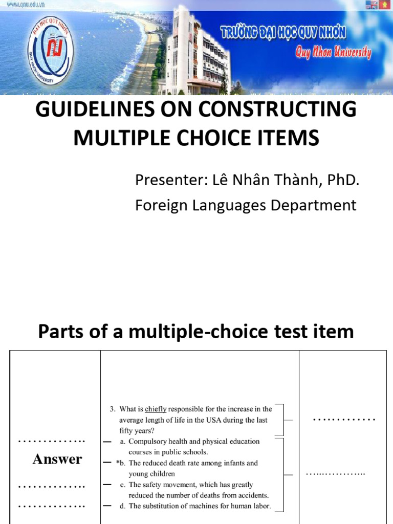 GUIDELINES FOR CONSTRUCTING MULTIPLE CHOICE ITEMS - Thanh | PDF