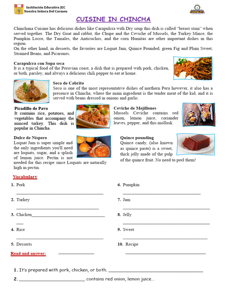 Reading Typical Chincha Food | PDF | Fruit Preserves | Food And Drink ...