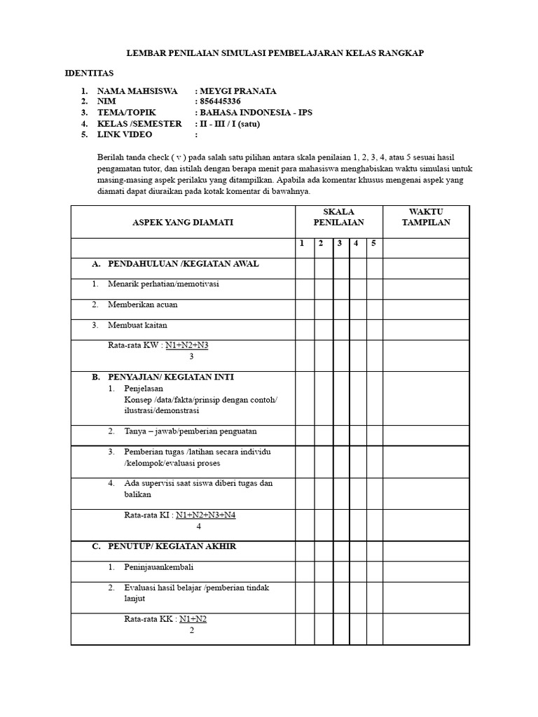 Lembar Penilaian PKR | PDF | Karier & Perkembangan | Teknologi & Rekayasa