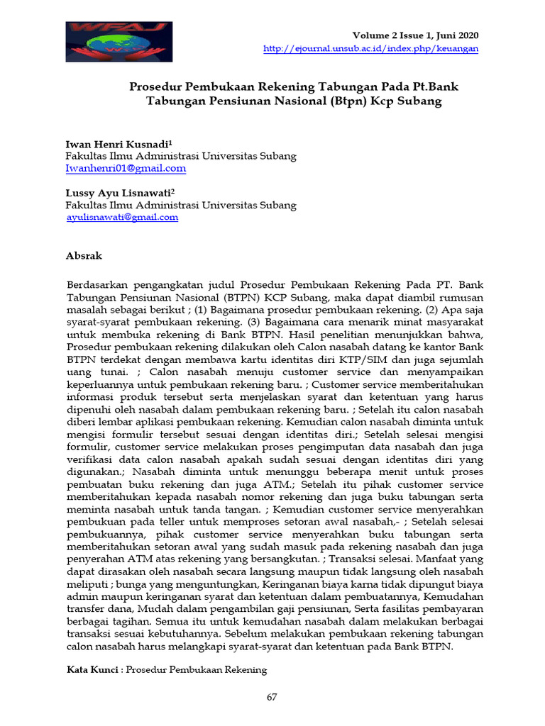 Prosedur Pembukaan Rekening Tabungan Pada PT - Bank Tabungan Pensiunan ...