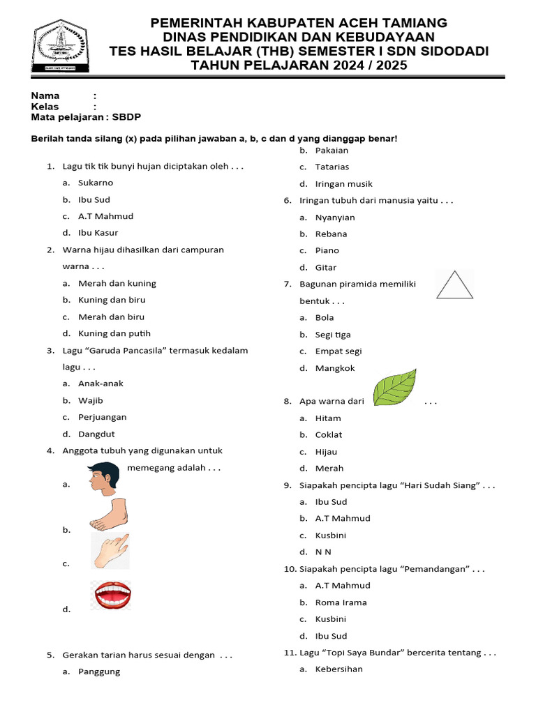 2024 Ujian SBDP | PDF