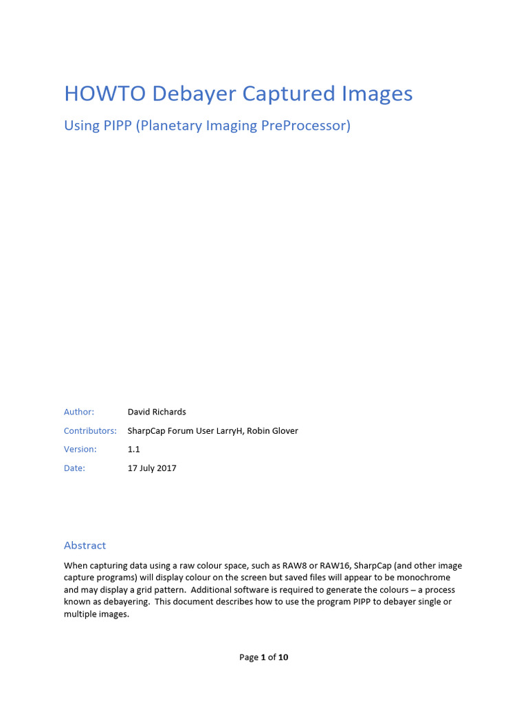 HOWTO Debayer Captured Images | PDF | Computer File | Image Processing