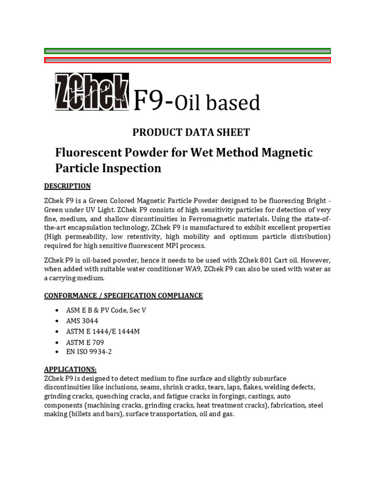 Zchek f9 Pds | PDF | Fluorescence | Welding