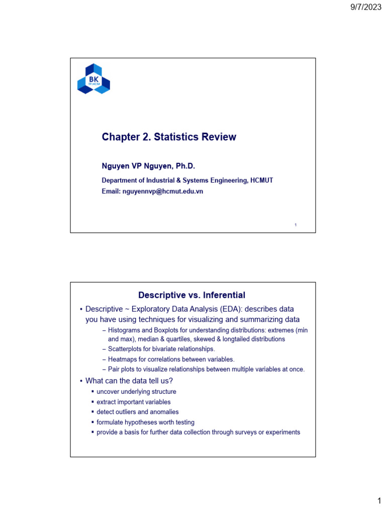 Chapter 2 Statistics Review 2023 | PDF | Estimator | Statistics