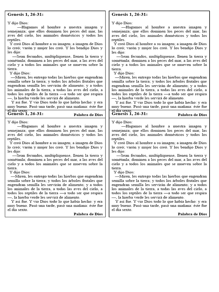 Lectura Sabado 25 Mayo | Descargar gratis PDF | Narrativa de la creación del Génesis | Creencia ...
