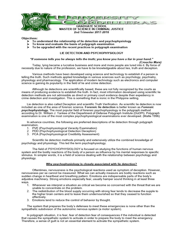 Understanding Lie Detection Methods | PDF | Nervous System | Central ...