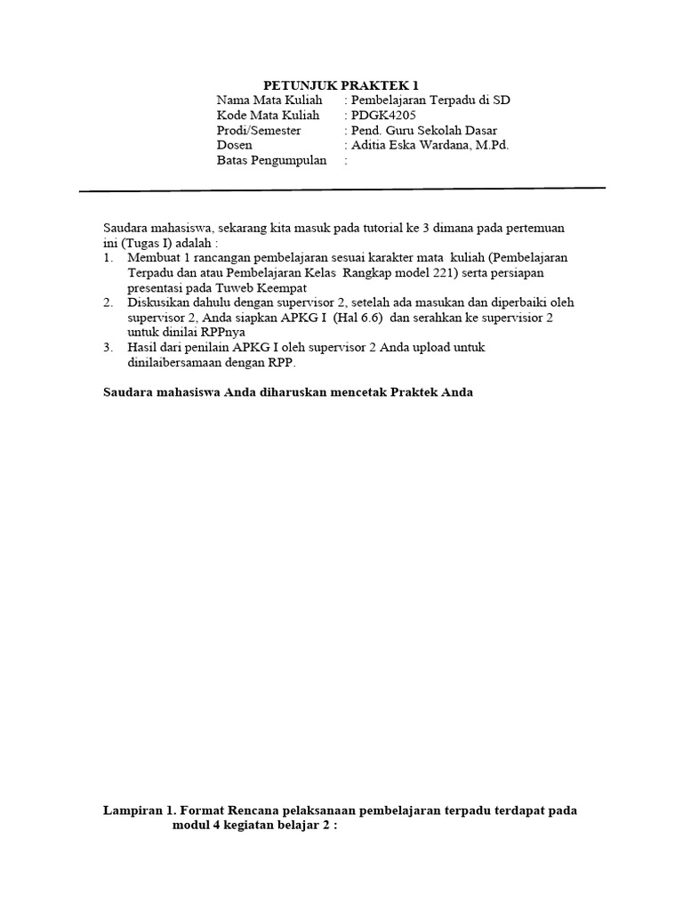 Petunjuk Praktek 1 | PDF