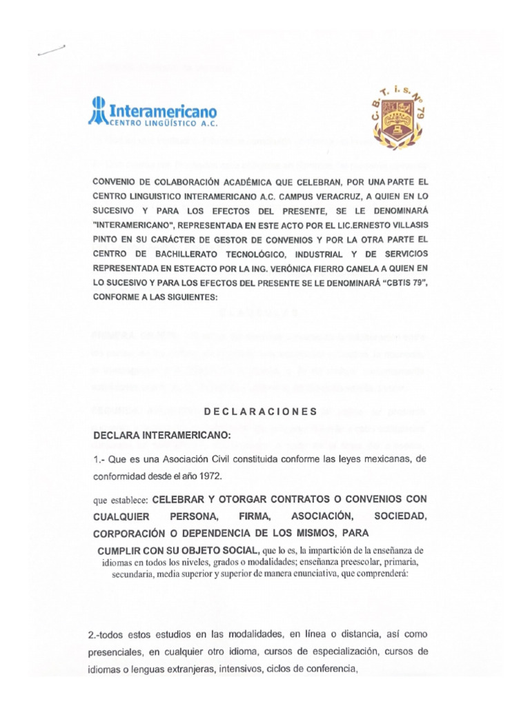 Convenio CBTIS 79 | PDF