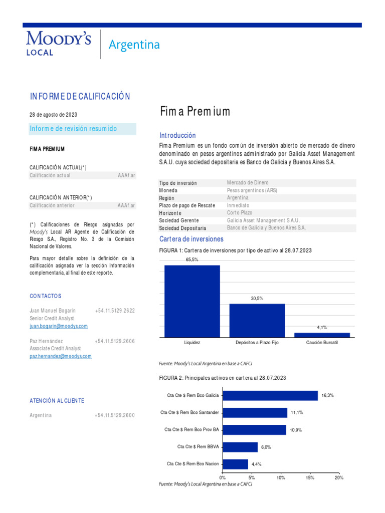 Fima Premium Moodys | PDF | Calificación crediticia | Portafolio (Finanzas)