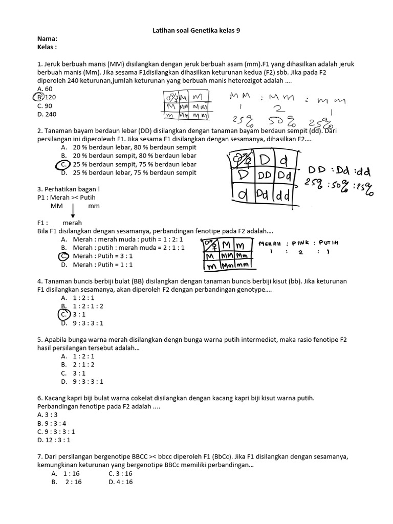 Latihan Soal Genetika Kelas 9 | PDF