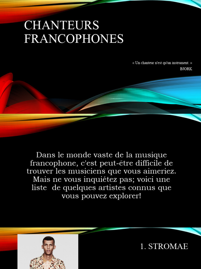 Chanteurs Francophones Presentation | PDF | Hip-hop | Musique populaire