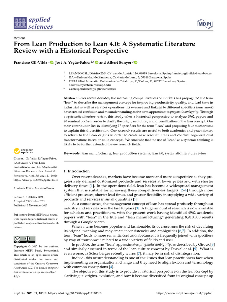 From Lean Production To Lean 40 A Systematic Literature Review With A ...