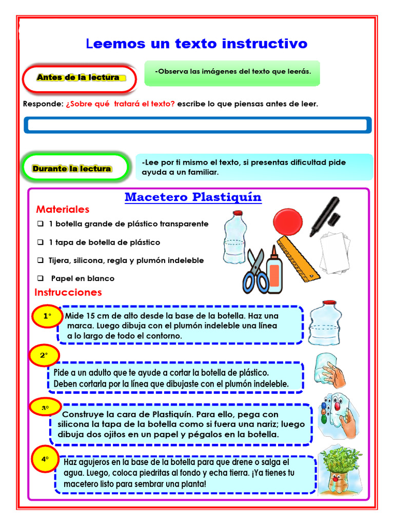 Ficha de Un Texto Instructivo Macetero Plastiquin | PDF