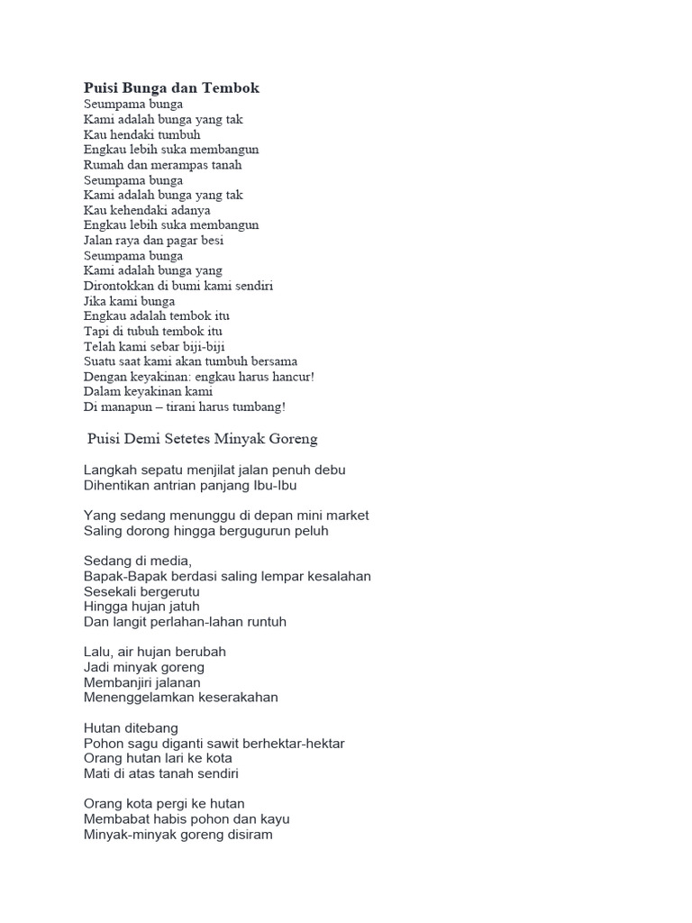 Puisi Bunga Dan Tembok | PDF