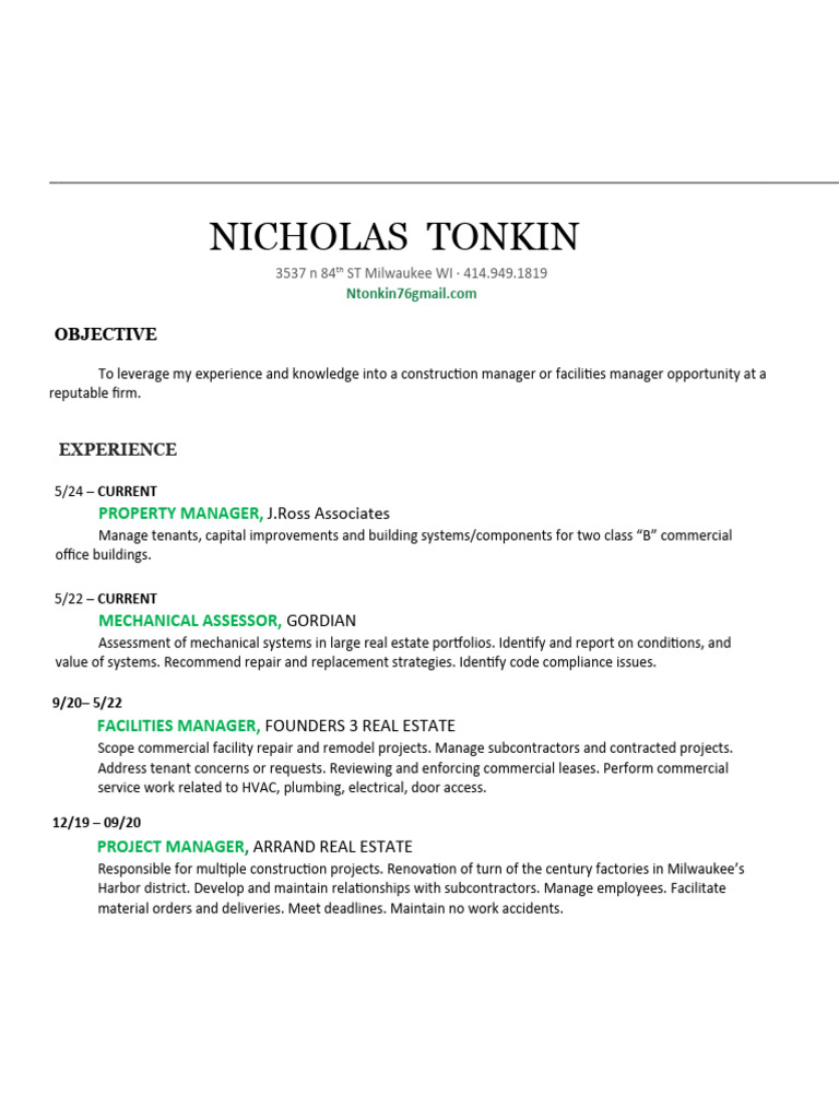 Resume - Nicholas Tonkin | PDF