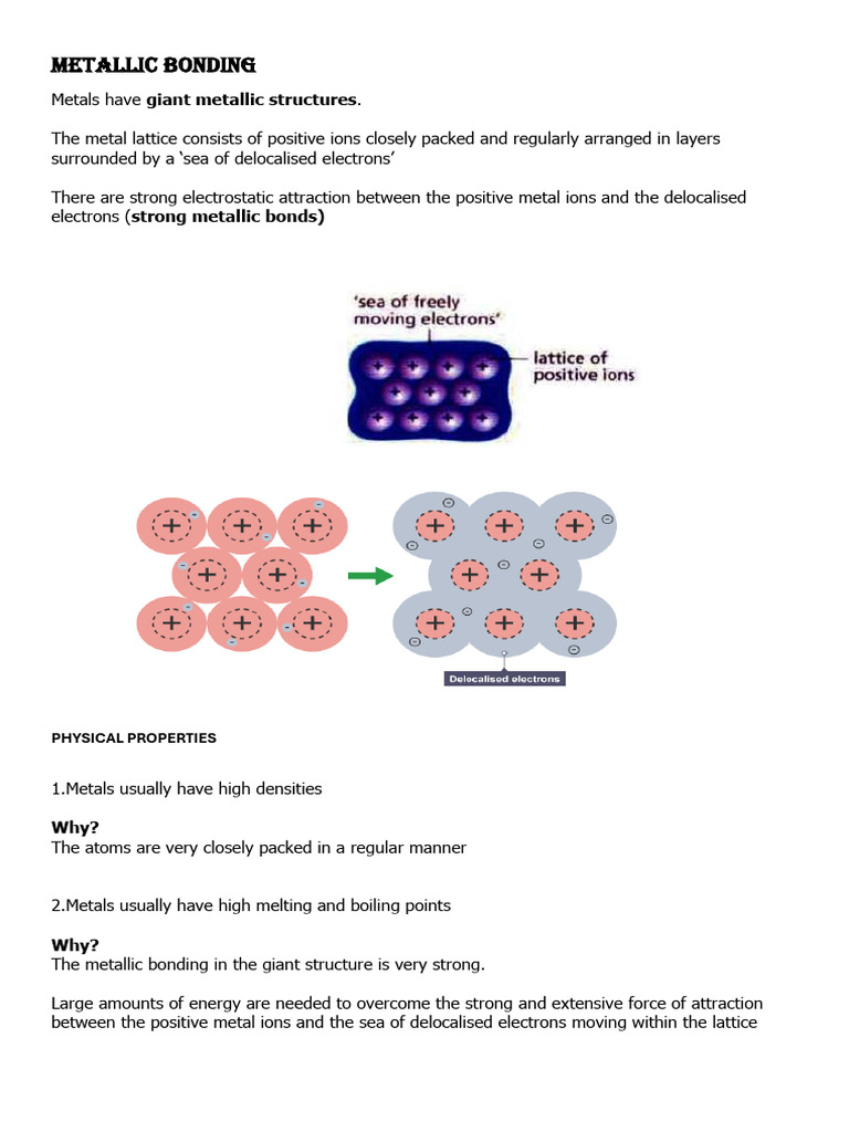 Metallic Bonding | PDF | Science & Mathematics