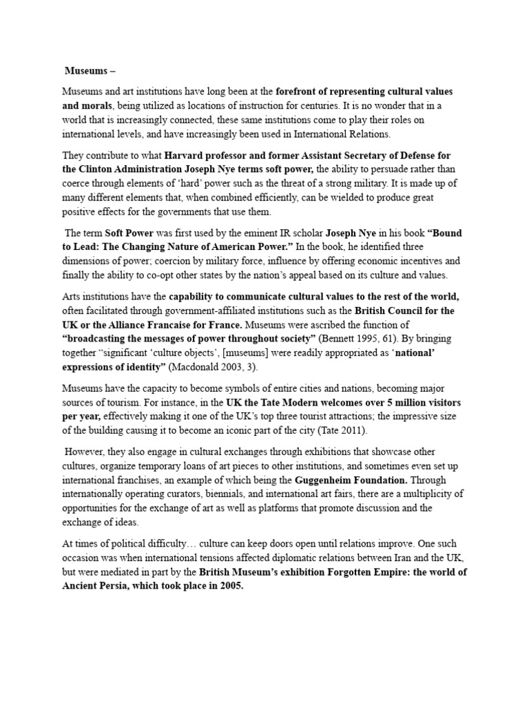 Museums Examples and Important Points | PDF | Soft Power | British Museum