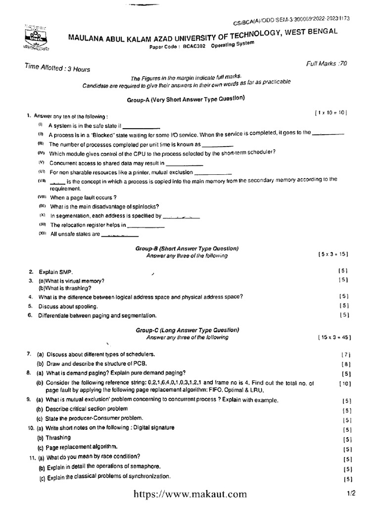 Bca 3 Sem Operating System Bcac302 2023 | PDF Bca 3 Sem Operating System Bcac302 2023 | PDF