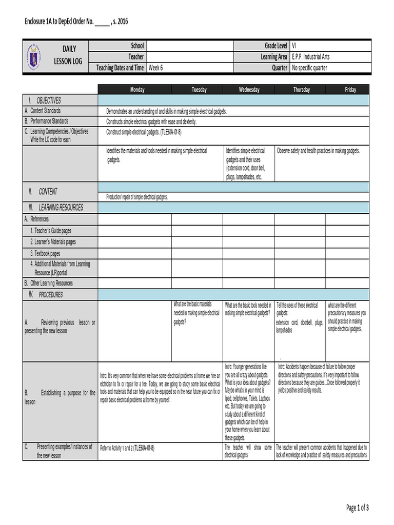 DLP TLE IA Wk6 | PDF | Learning | Teachers