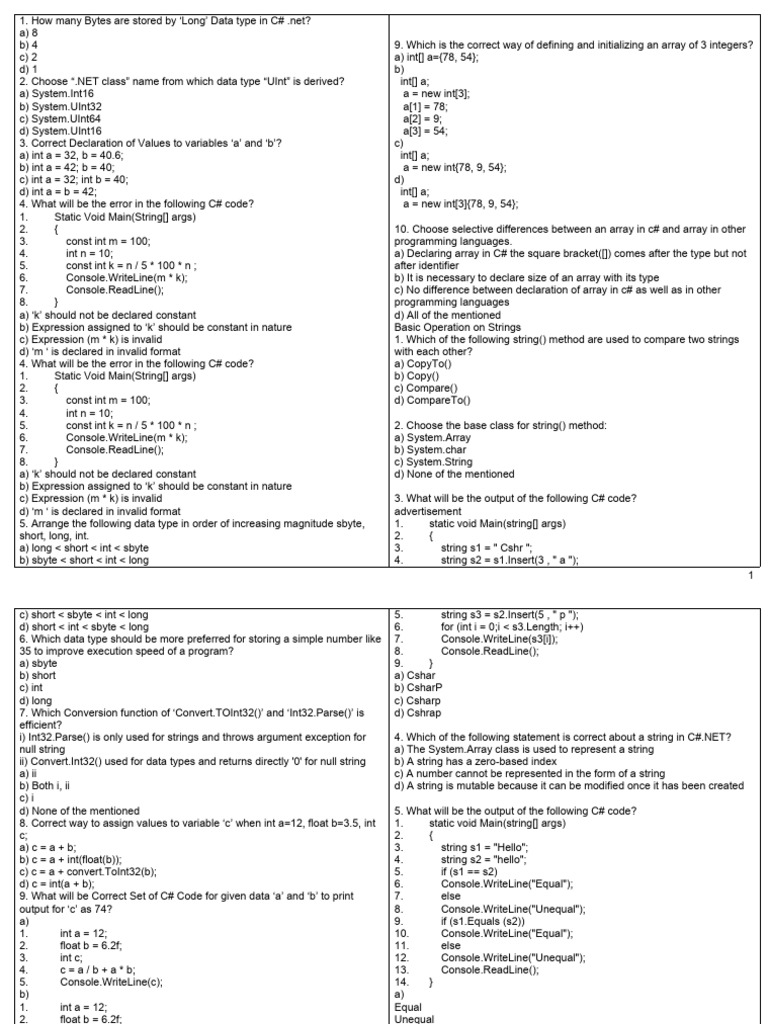 Net | Download Free PDF | Integer (Computer Science) | C Sharp (Programming Language)