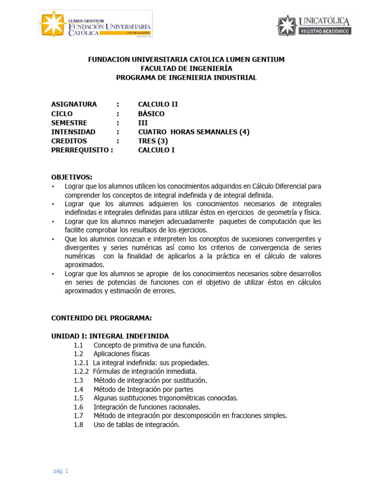 Cálculo II: Integrales y Series | PDF | Integral | Series (Matemáticas)