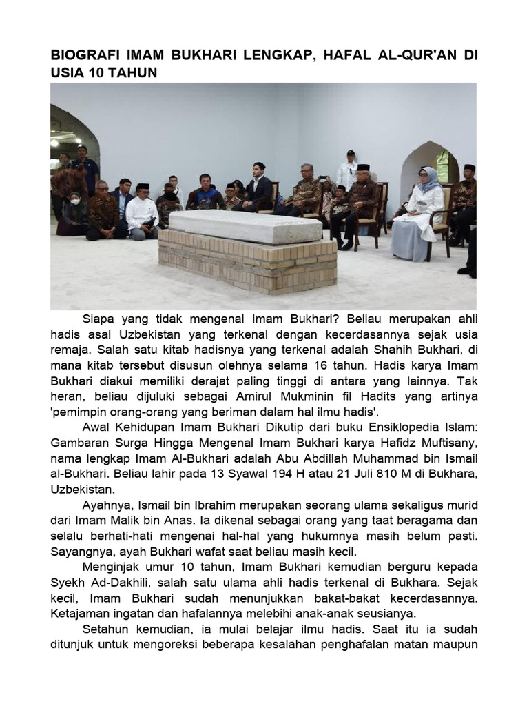 Biografi Imam Bukhari: Ahli Hadis Terkemuka | PDF | Agama & Spiritualitas