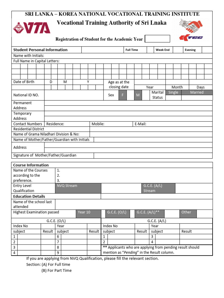 Ktec Applicationv Sri Lanka | PDF | Vocational Education | Educational Stages