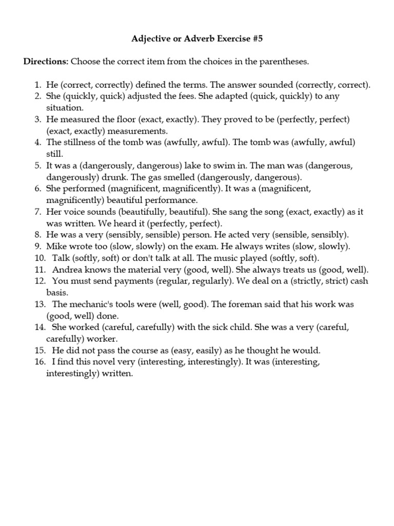 Adjective or Adverb 3 | PDF | Adverb