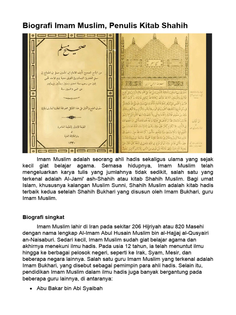 Biografi Imam Muslim | PDF