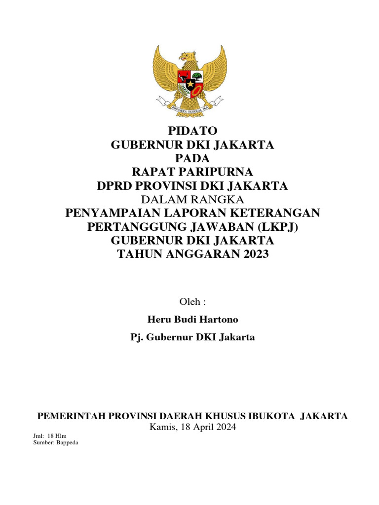 DPRD Paripurna LKPJ Gubernur 2023 | PDF