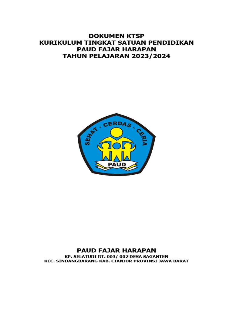KTSP Paud Fajar Harapan 2024 | PDF