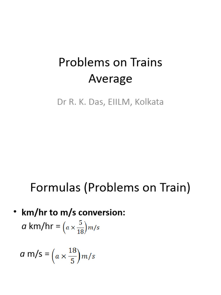 Problems On Trains - & - Average | PDF | Speed | Metre