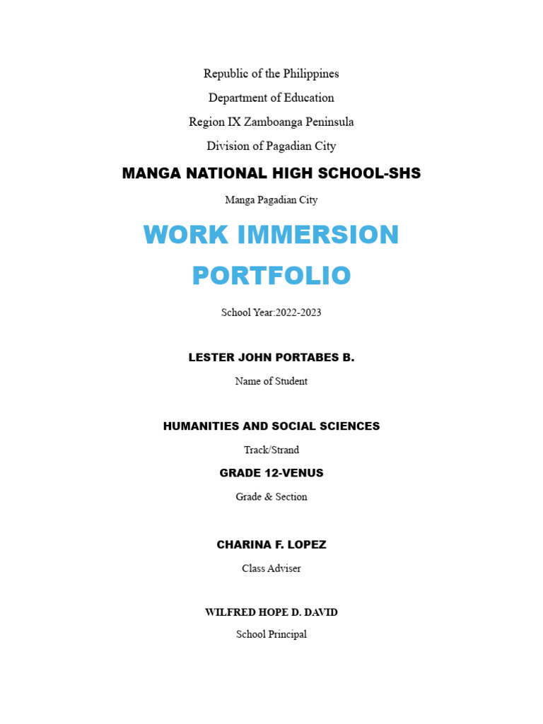 Work Immersion (Final Output) | PDF | Mind | Goal